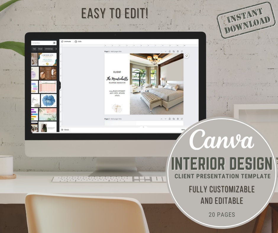 Virtual Interior Design Client Presentation Template, Canva Template ...