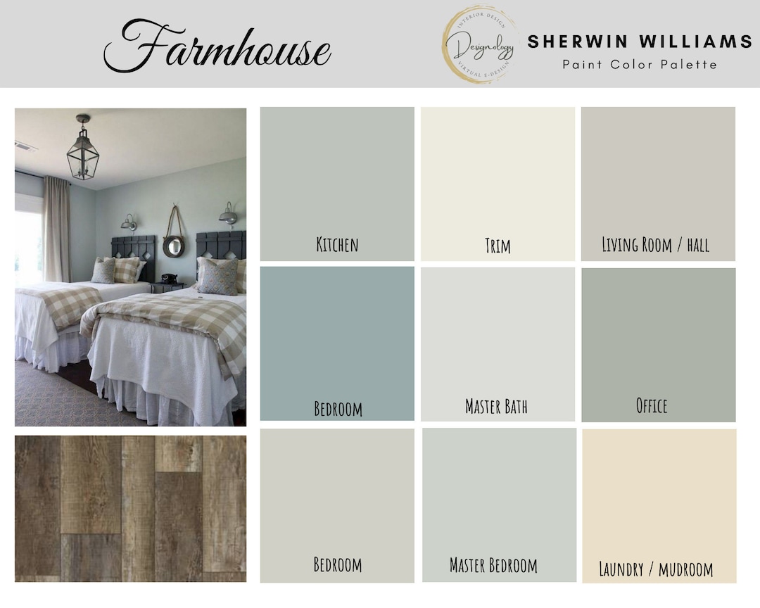 Farmhouse Paint Color Scheme, Premade Paint Palette, Sherwin Williams ...