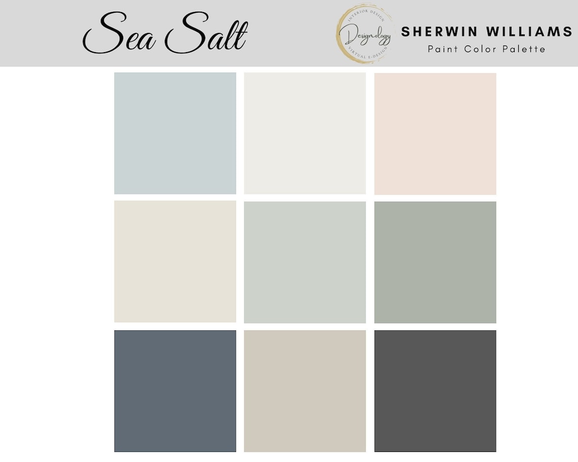 Sea Salt Paint Color Scheme, Premade Paint Palette, Sherwin Williams ...
