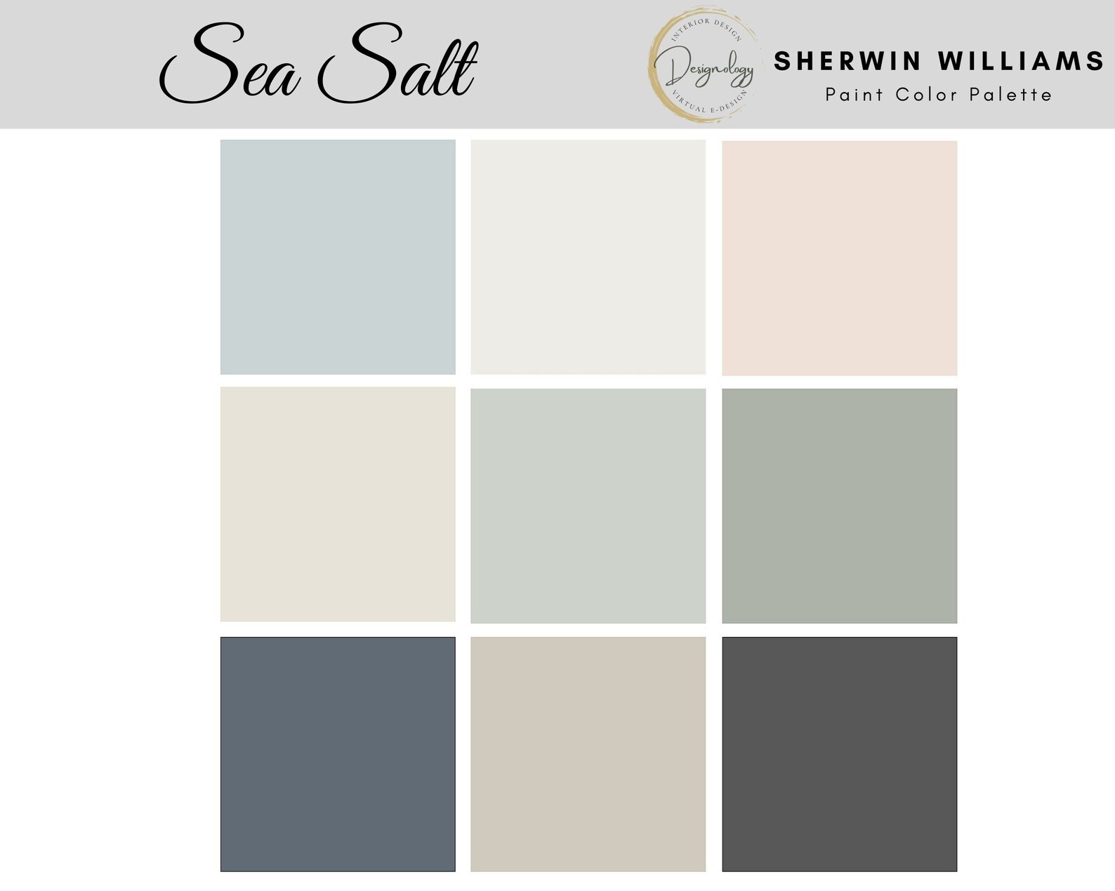 Sea Salt Paint Color Scheme Premade Paint Palette Sherwin Williams