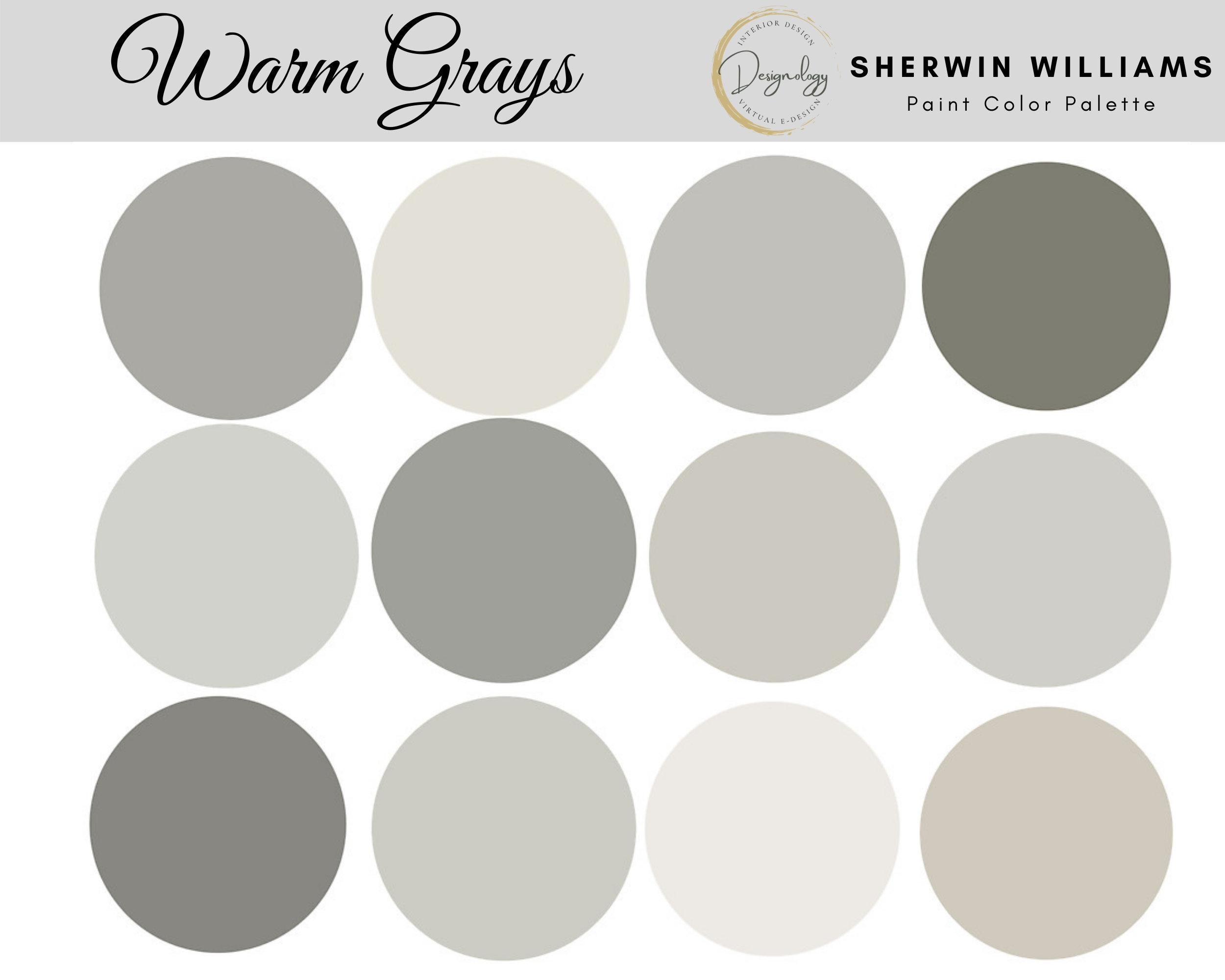 Warm Grays Paint Color Scheme Premade Paint Palette Sherwin Williams