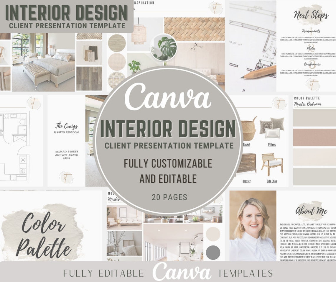 Virtual Interior Design Client Presentation Template, Canva Template ...