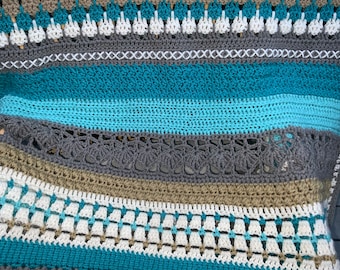 Seaside Sampler Striped Afghan, Crochet - Etsy