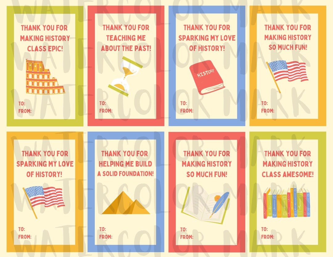 Printable Gift Tags School Days History Edition, Kids, America, History ...