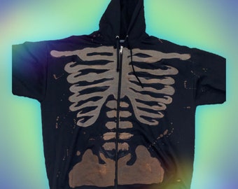 Skeleton Zip up Hoodie - Etsy