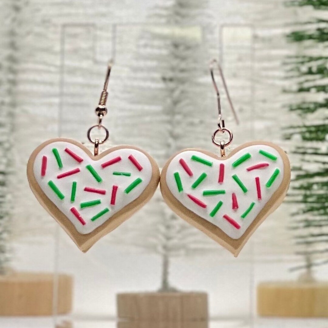 Frosted Sugar Cookie Christmas Heart Earrings Gifts for Bakers - Etsy
