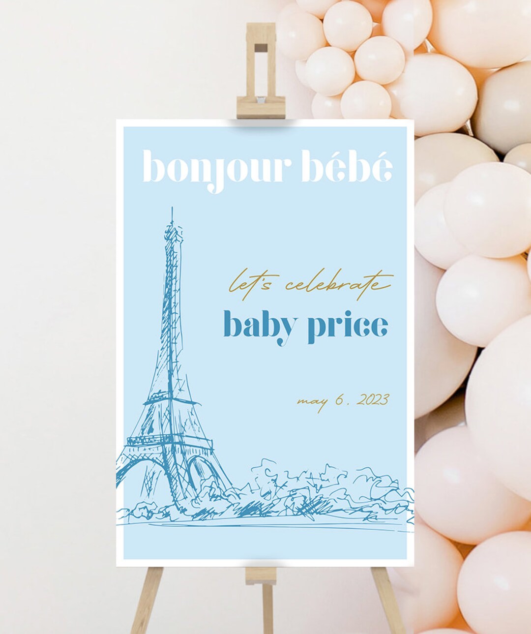 Bonjour Bebe Baby Shower Welcome Sign - Digital Download - Etsy