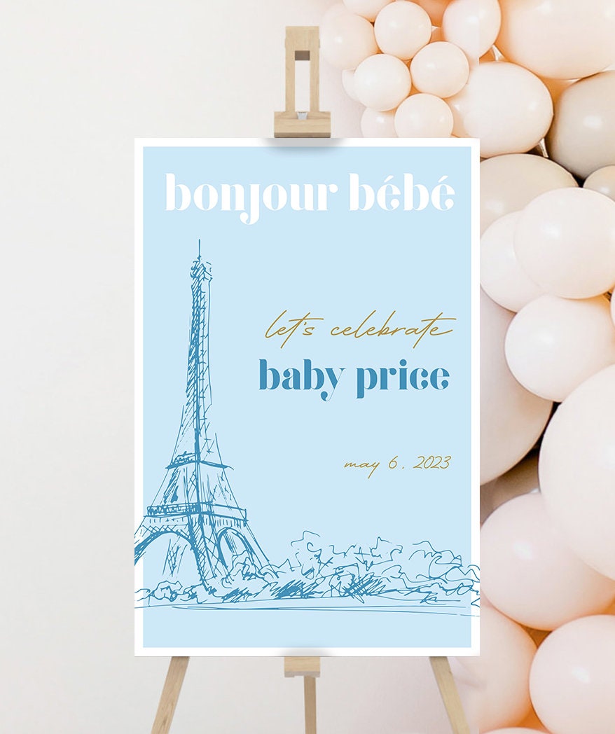 Bonjour Bebe Baby Shower Welcome Sign - Digital Download - Etsy