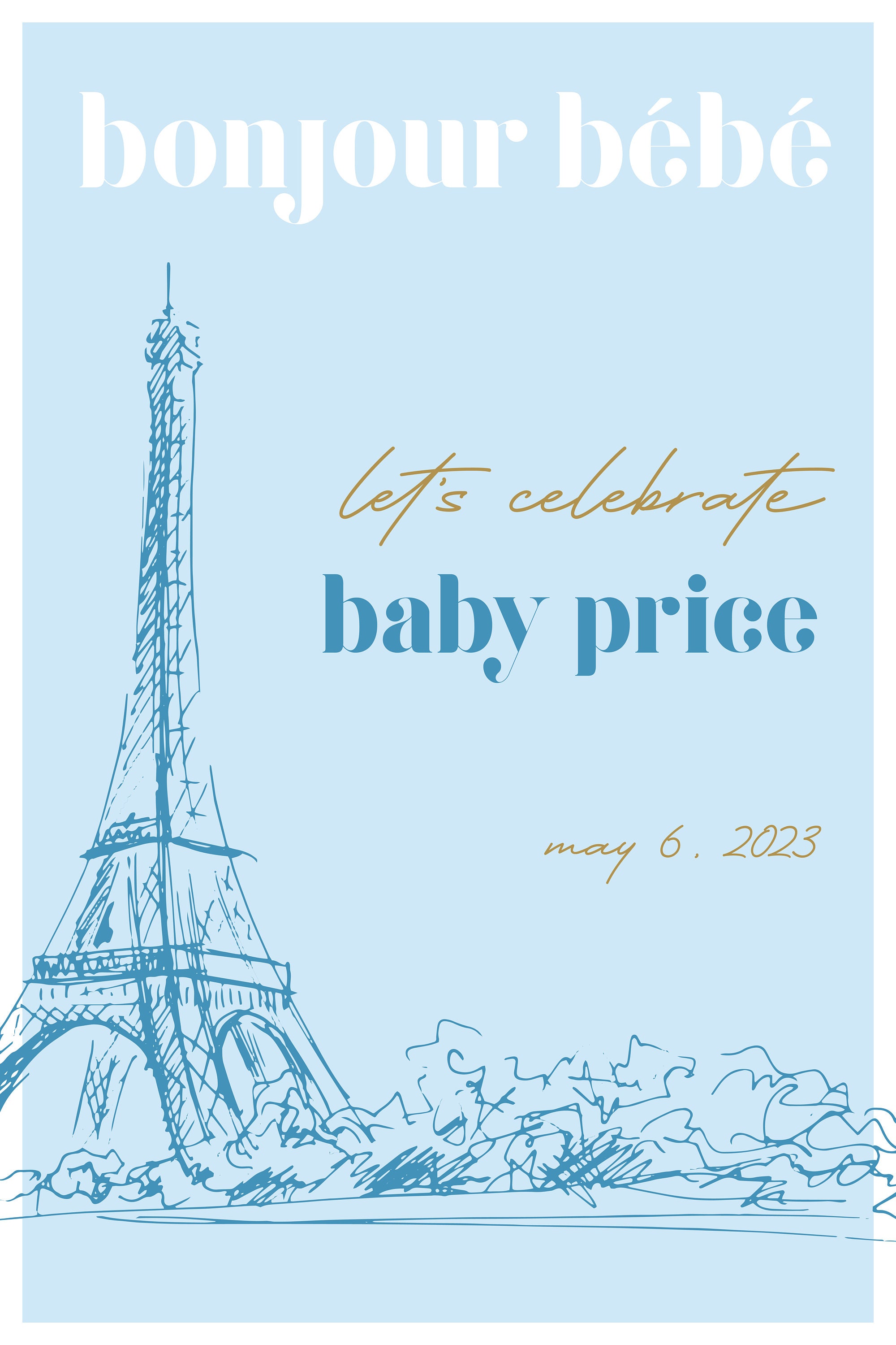 Bonjour Bebe Baby Shower Welcome Sign - Digital Download - Etsy