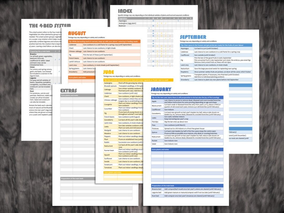 Calendar for the Allotment & Kitchen Garden Complete With Plant ...