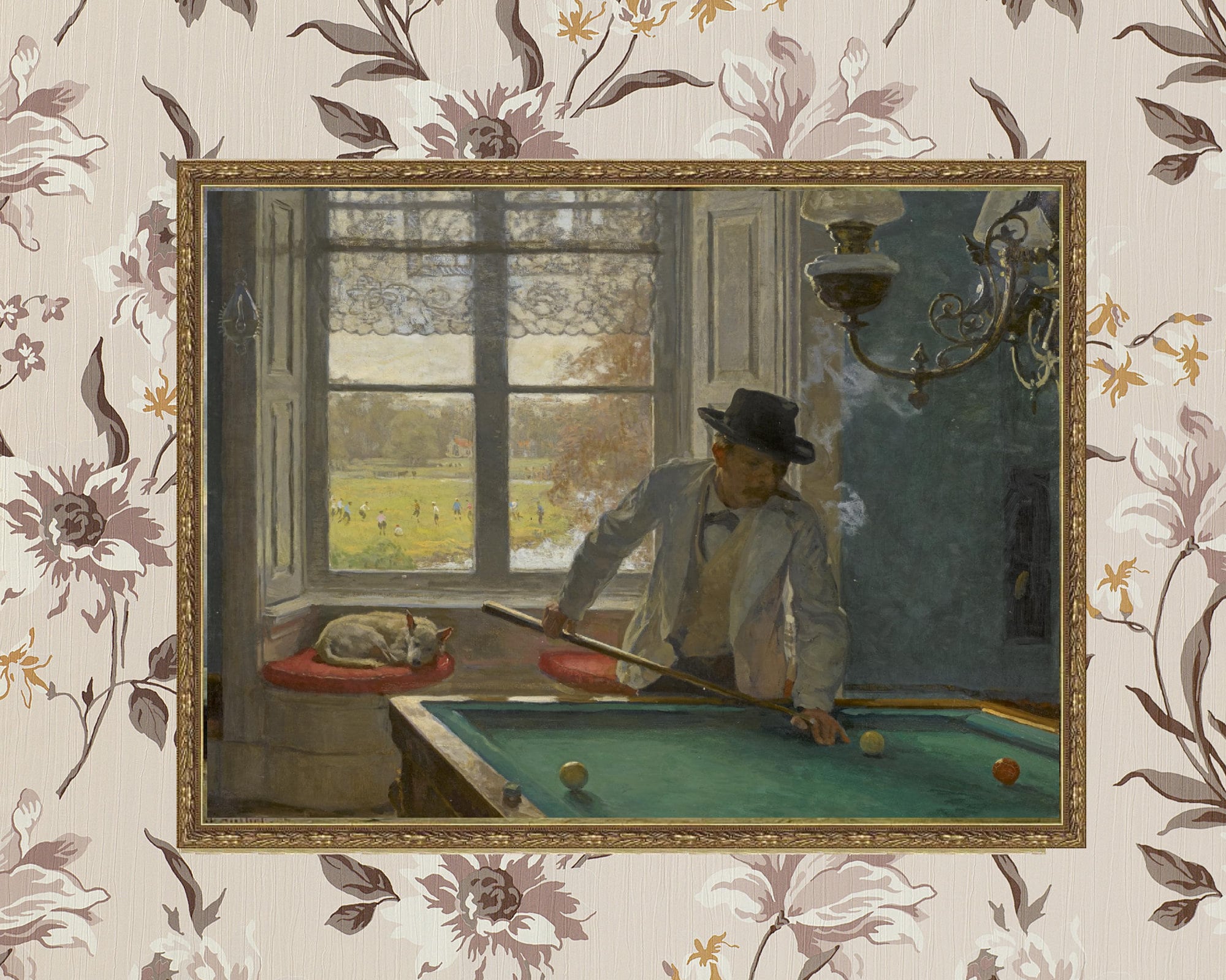 FREE SHIPPING / Vintage Pool Table Painting / Playing Pool Art - Etsy