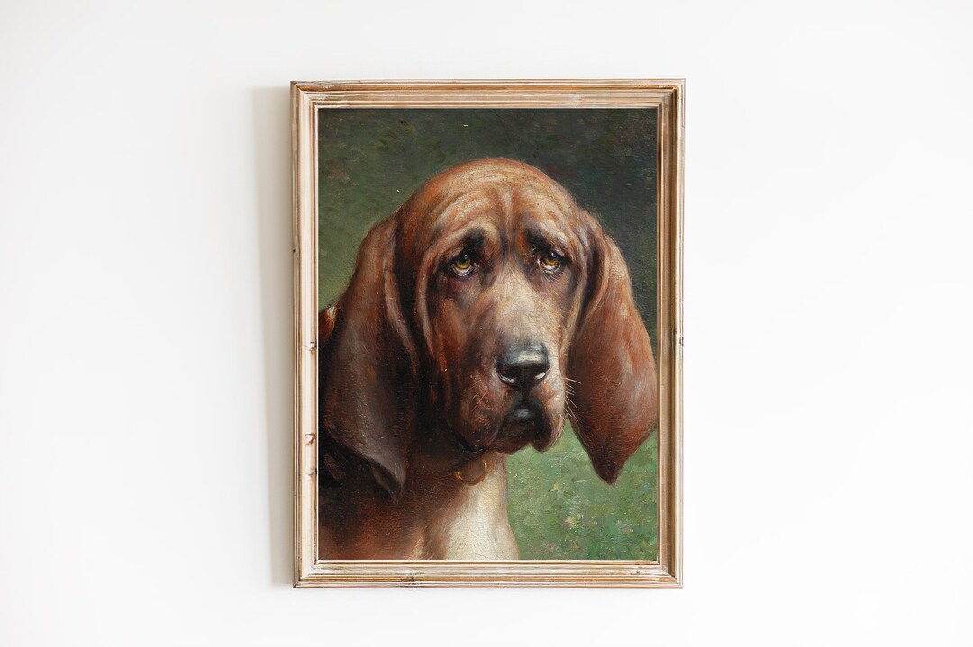 Vintage Bloodhound Portrait Print – Sad Eyes Dog Painting - Etsy