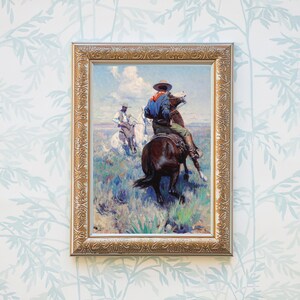 FREE SHIPPING - Cowboy Gun Duel Vintage Western Painting - Cowboys ...
