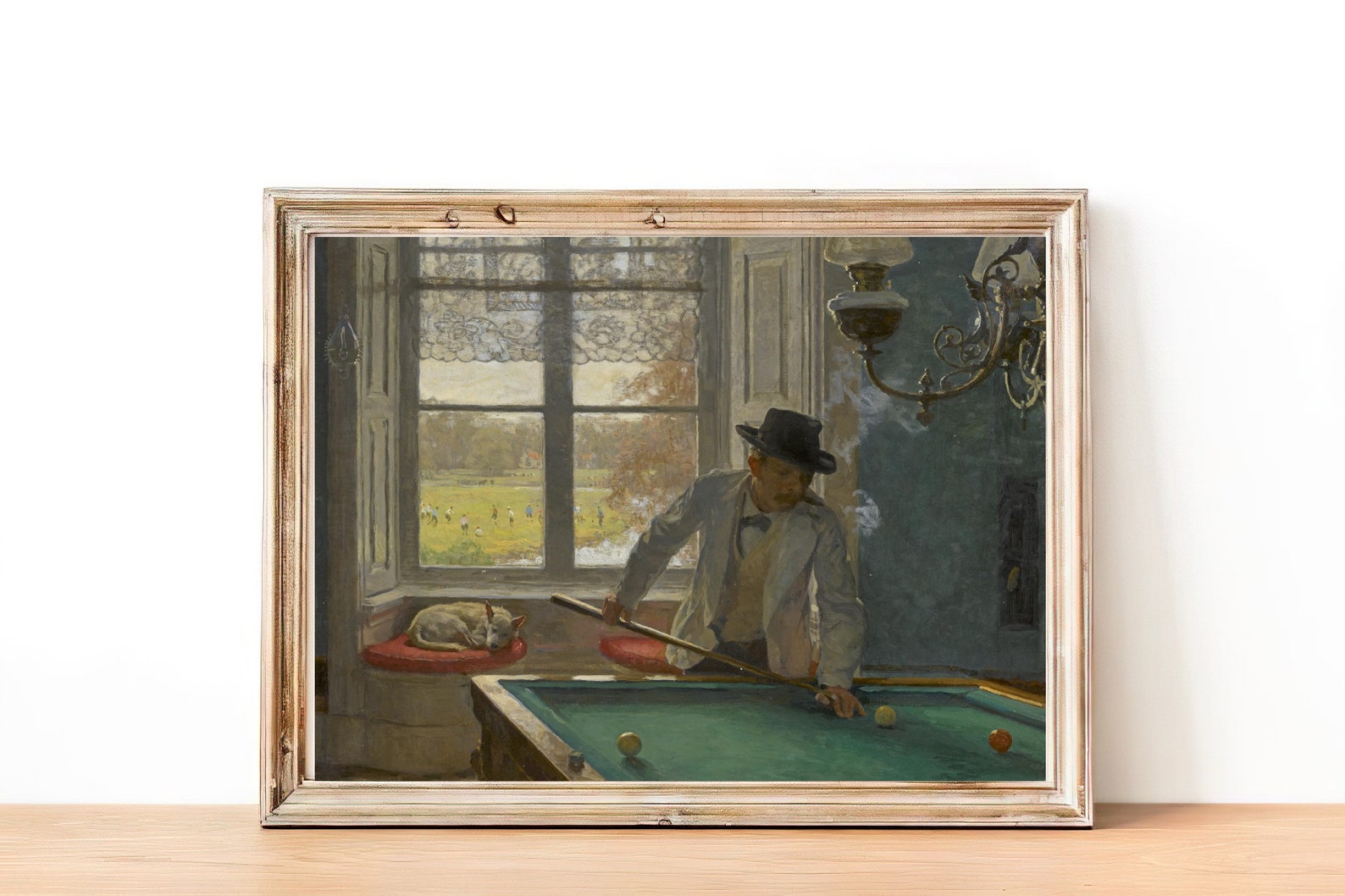 FREE SHIPPING / Vintage Pool Table Painting / Playing Pool Art - Etsy
