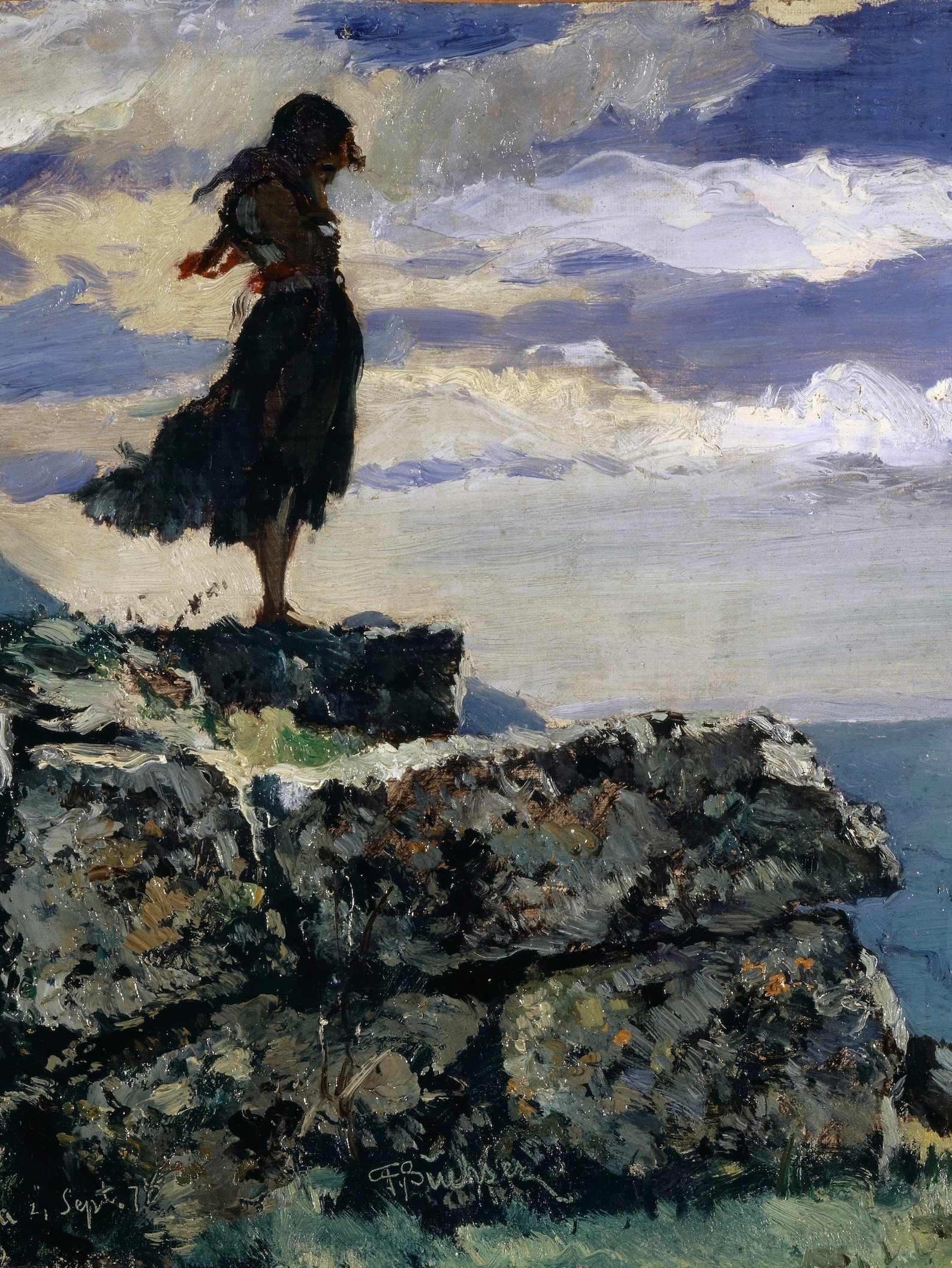 FREE SHIPPING Girl Watching the Sea From the Edge of the - Etsy