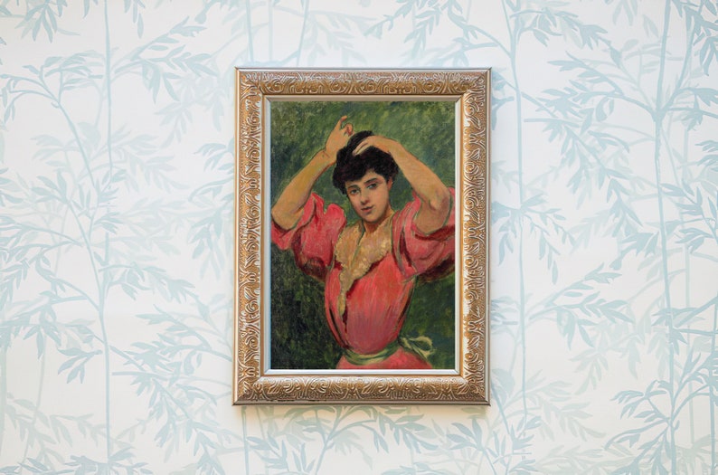Vintage Woman in Pink Art Print – Italian Impressionism - Etsy