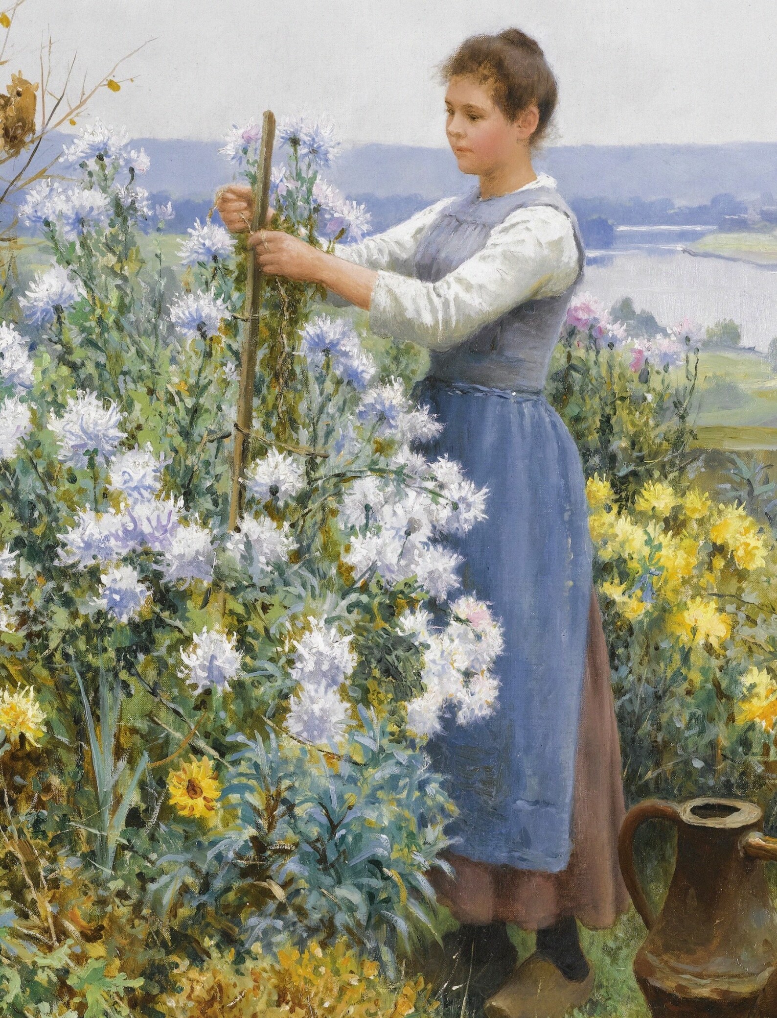 FREE SHIPPING Painting of A Country Woman Tending to Her - Etsy