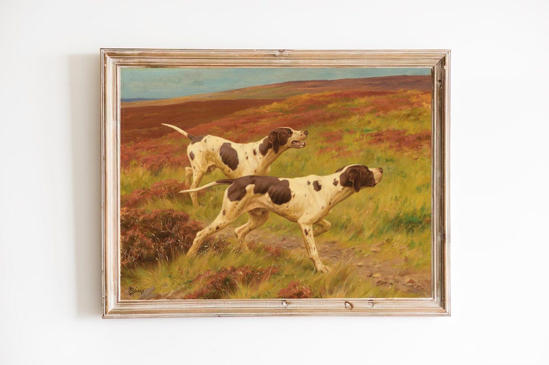 Vintage Pointer Dogs Art Print, Antique Hunting Landscape - Etsy