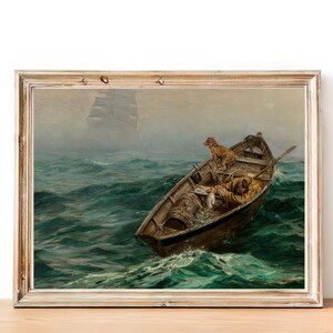FREE SHIPPING - Stranded at Sea Art Print - Vintage Seascape Painting ...