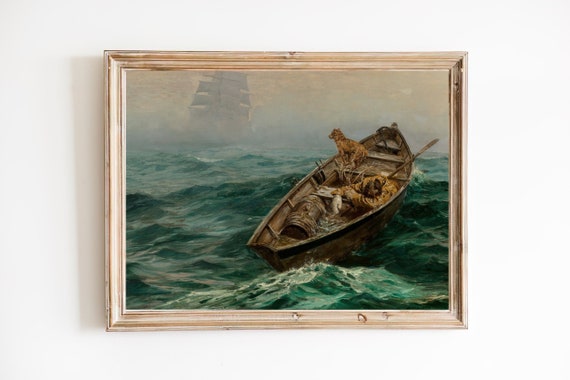 FREE SHIPPING Stranded at Sea Art Print Vintage Seascape - Etsy