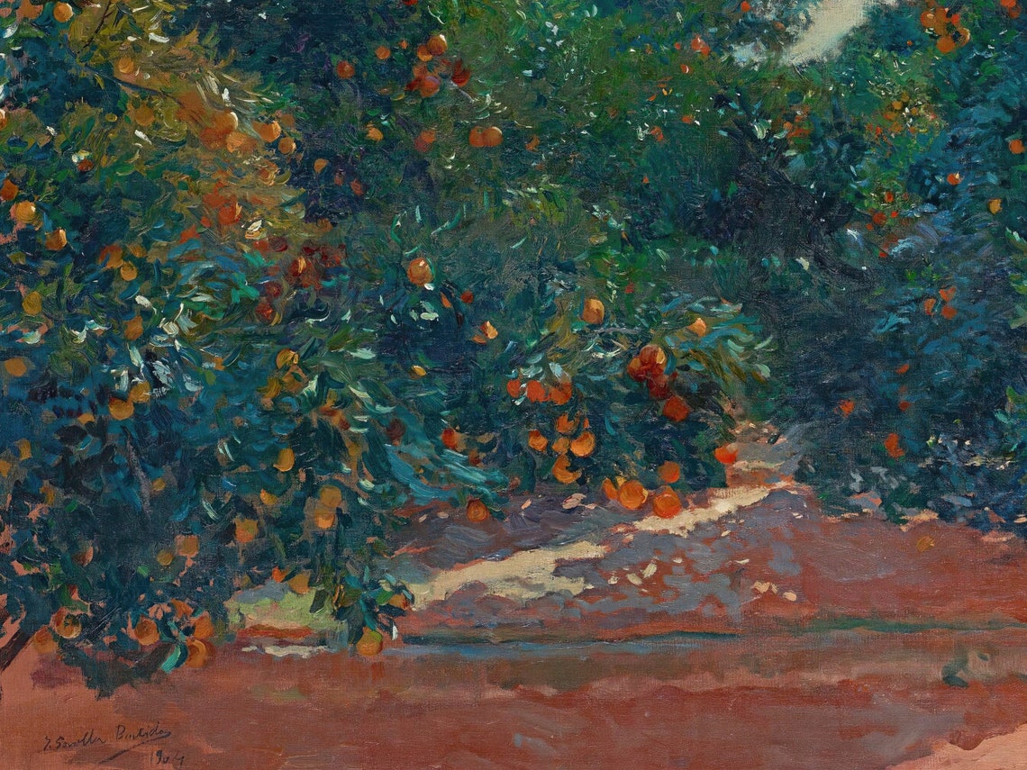 FREE SHIPPING Vintage Orange Tree Art Print Beautiful - Etsy