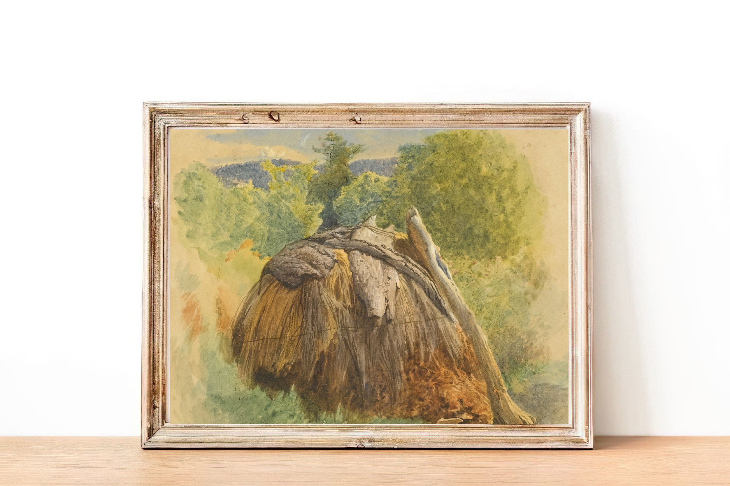 FREE SHIPPING Haystack in the Village Vintage Painting - Etsy UK