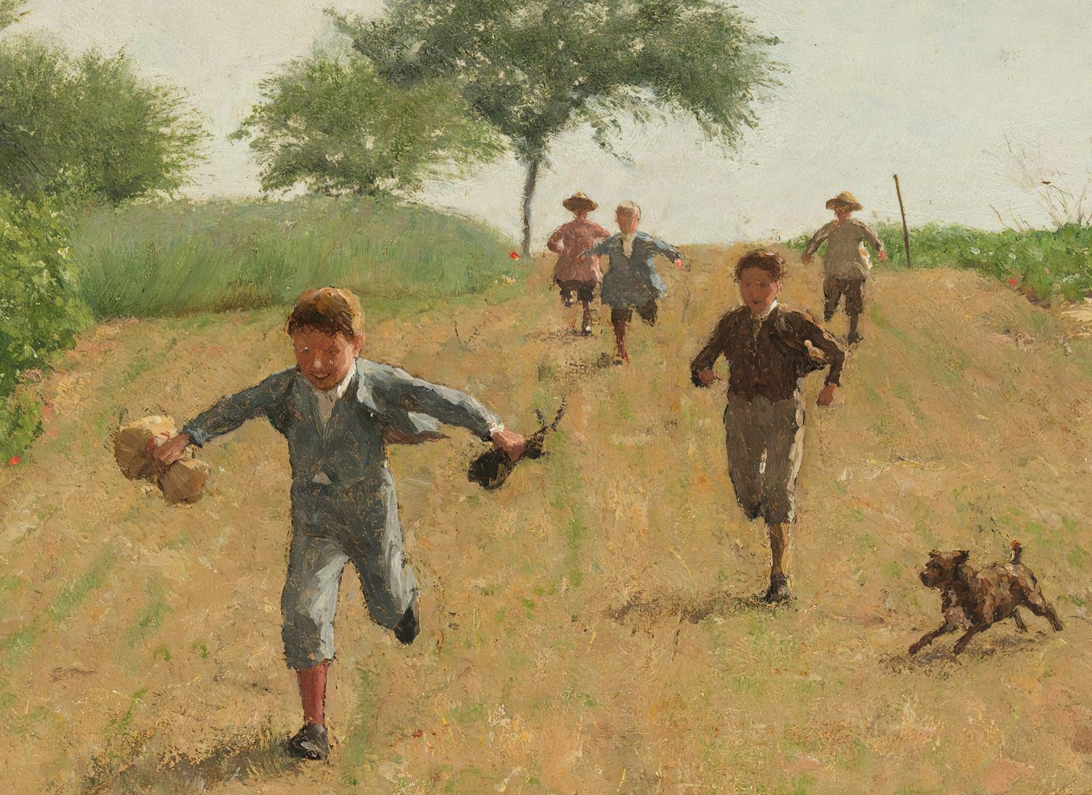 FREE SHIPPING Kids Playing in the Fields Art Print - Etsy