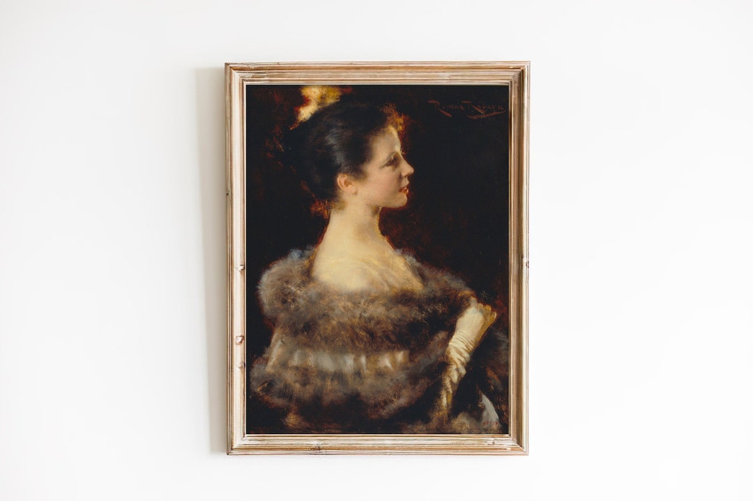 Vintage Woman Portrait Print – Restored Spanish Girl Painting - Etsy