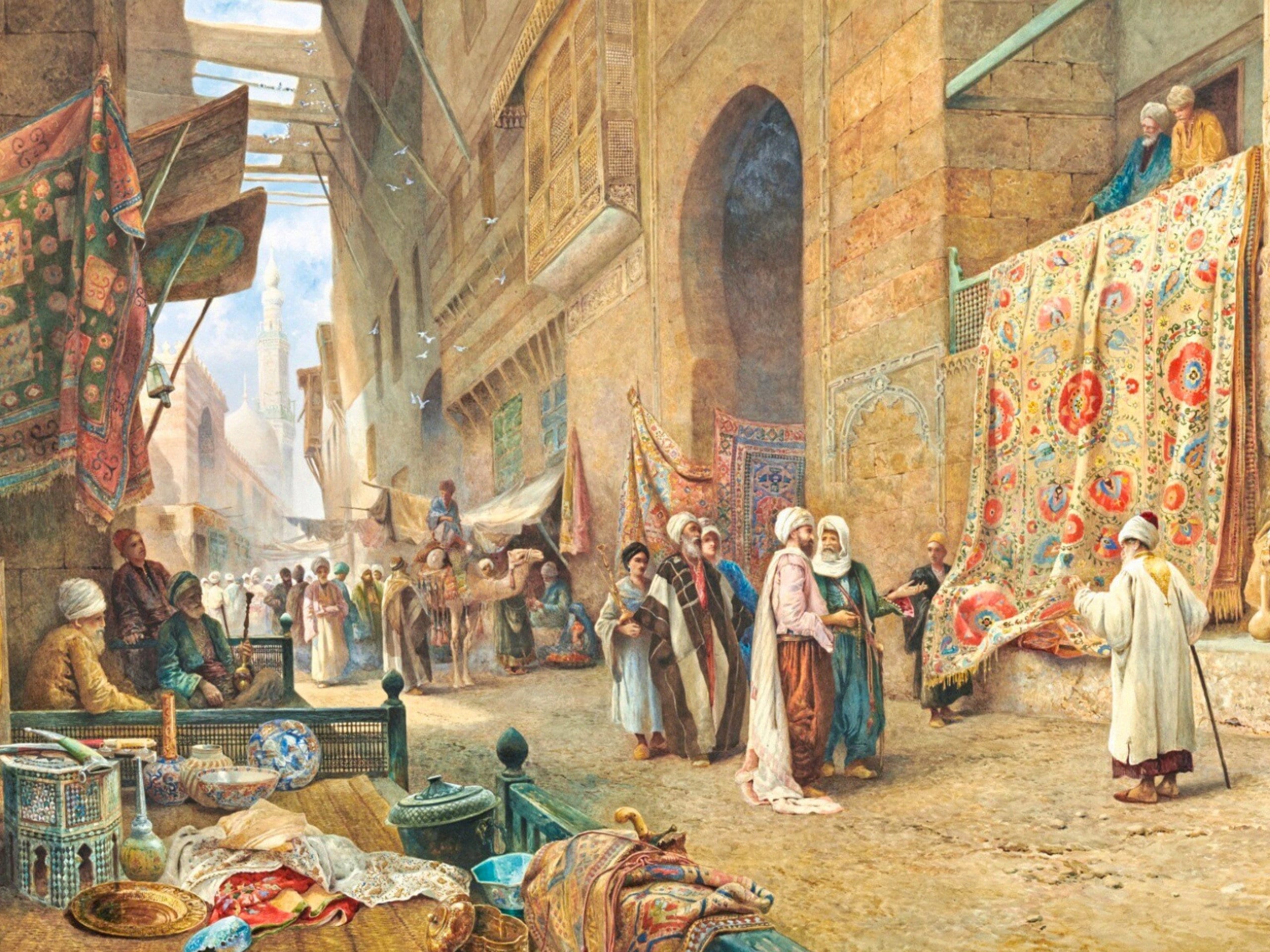 FREE SHIPPING - Street Market in Cairo Vintage Art Print - 19th Century ...