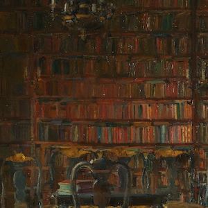 FREE SHIPPING - Vintage Library Art Print- Book Shelves Wall Art ...