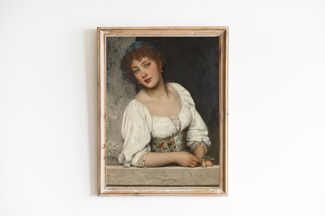 FREE SHIPPING - Vintage Italian Woman Portrait - Pretty Blue Eyed Woman ...