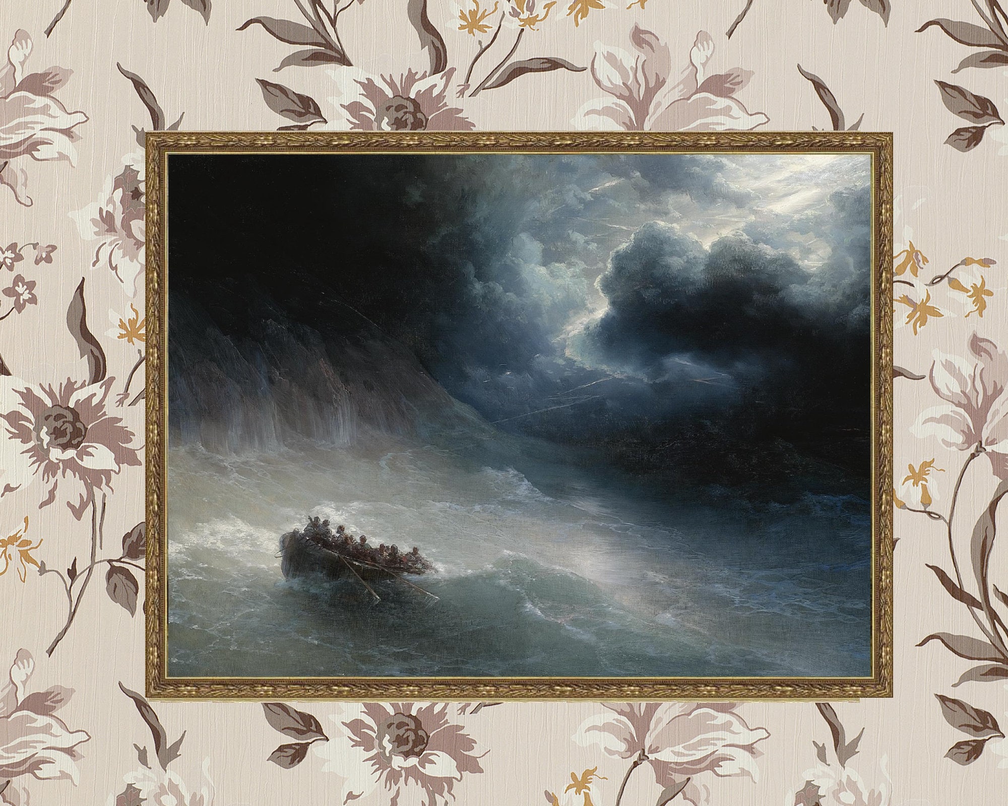 FREE SHIPPING Ocean Storm Painting Rowing in the Rough - Etsy