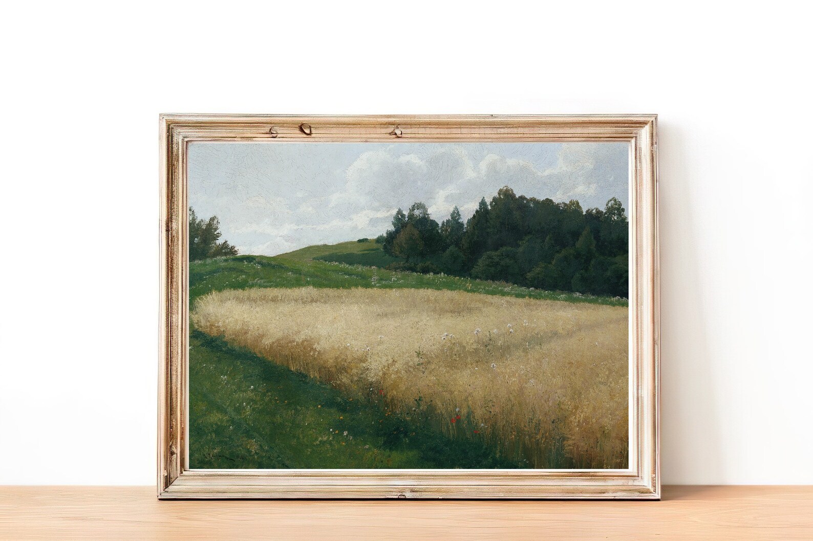 FREE SHIPPING Vintage Oatfield Landscape Painting Oat Field in the ...
