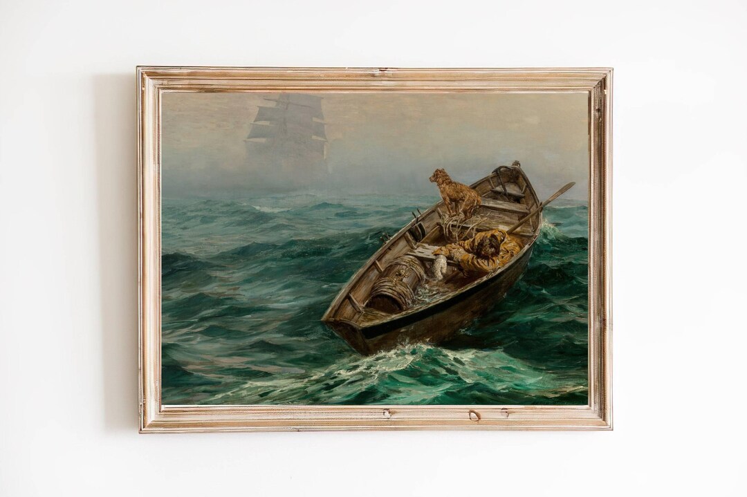 FREE SHIPPING - Stranded at Sea Art Print - Vintage Seascape Painting ...