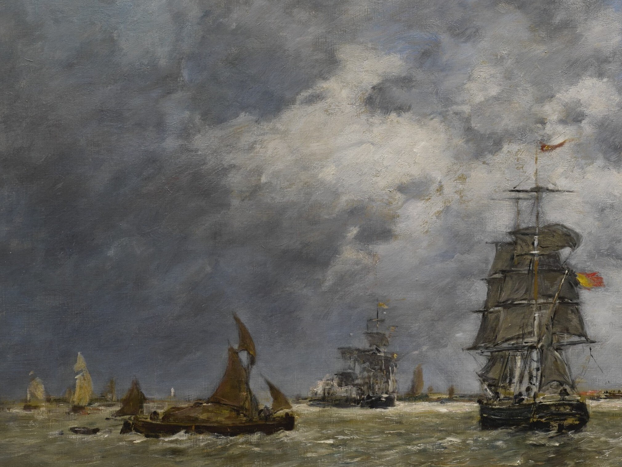 FREE SHIPPING Ships at Sea Vintage Seascape Painting - Etsy