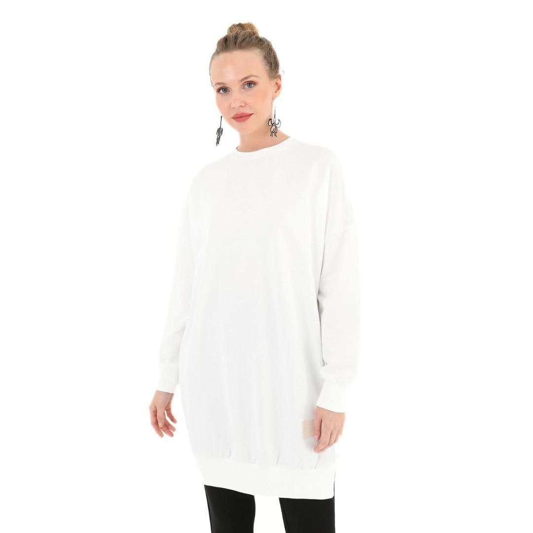 Organic Cotton Oversized Tunic Sweatshirt: Long Sleeve Modest Lounge ...
