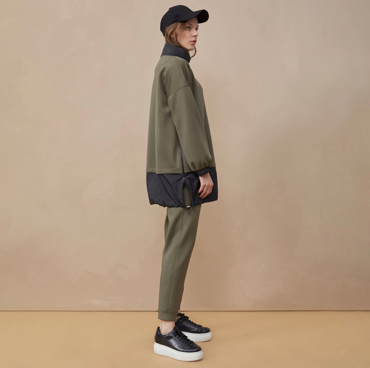 Khaki Black Sweatshirt and Pants Set Matching Sweatsuit Top - Etsy
