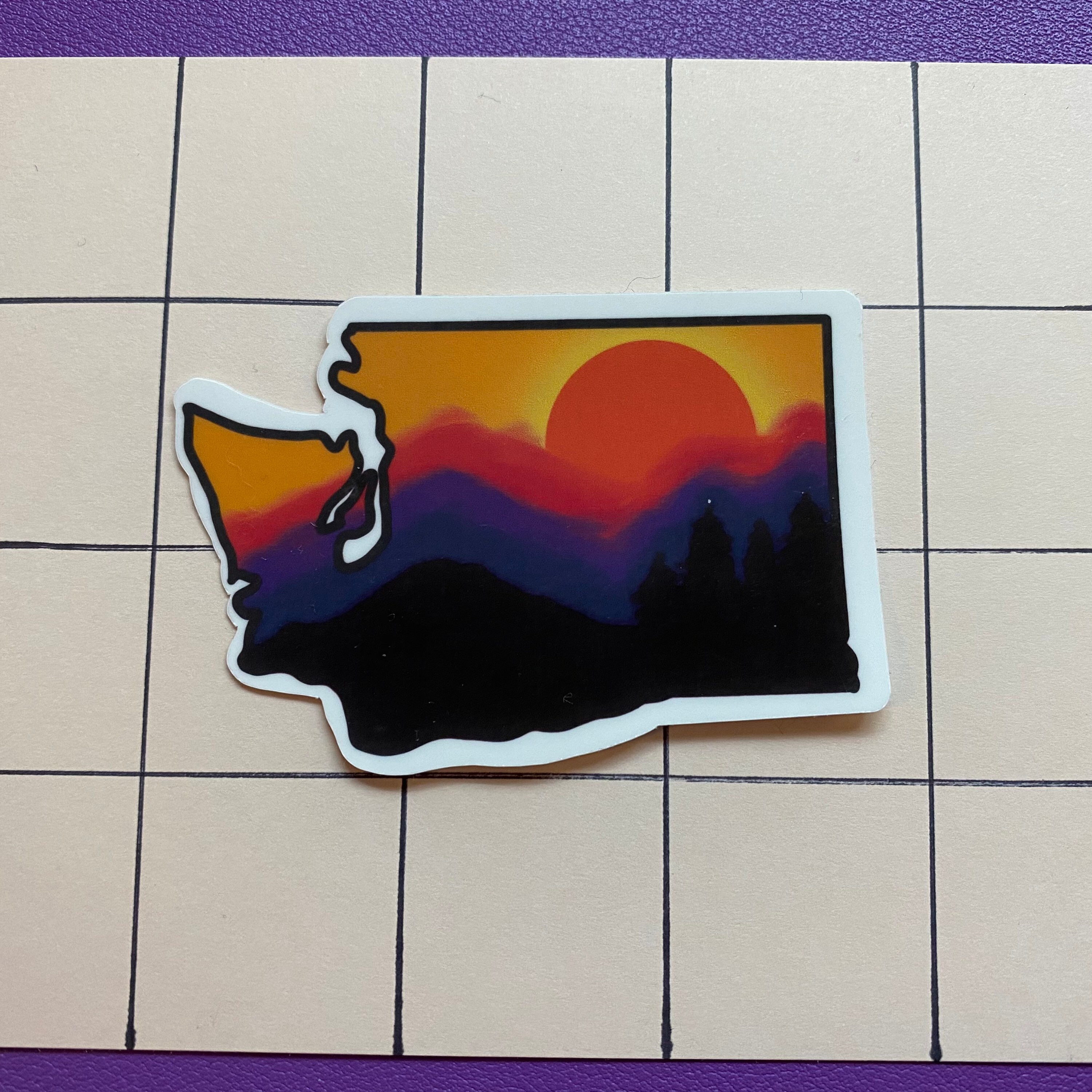 Washington State Sunset Sticker State Sticker PNW Water | Etsy