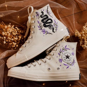 Embroidered Converse, Rep Snake Embroidered Shoes Custom, Snake ...