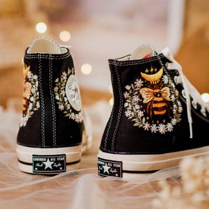 Custom Embroidered Converse, Vintage Bee Embroidered Shoes, Converse ...