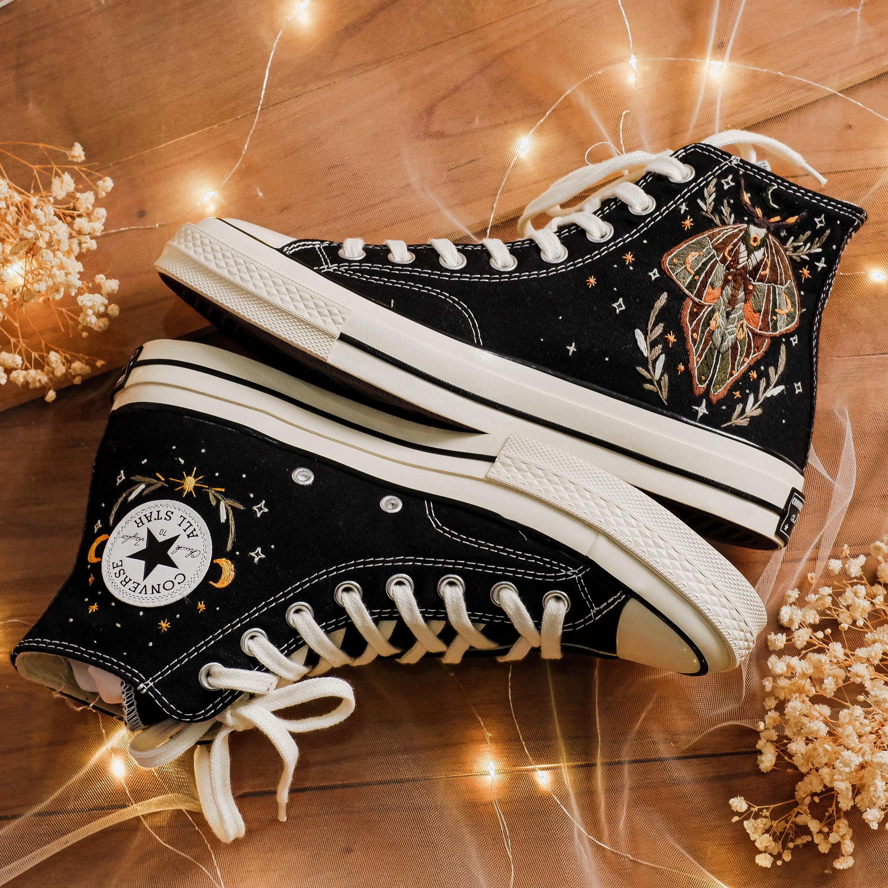 Custom Embroidered Converse, Dried Butterfly Embroidered Converse ...