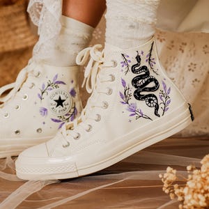 Embroidered Converse, Rep Snake Embroidered Shoes Custom, Snake ...