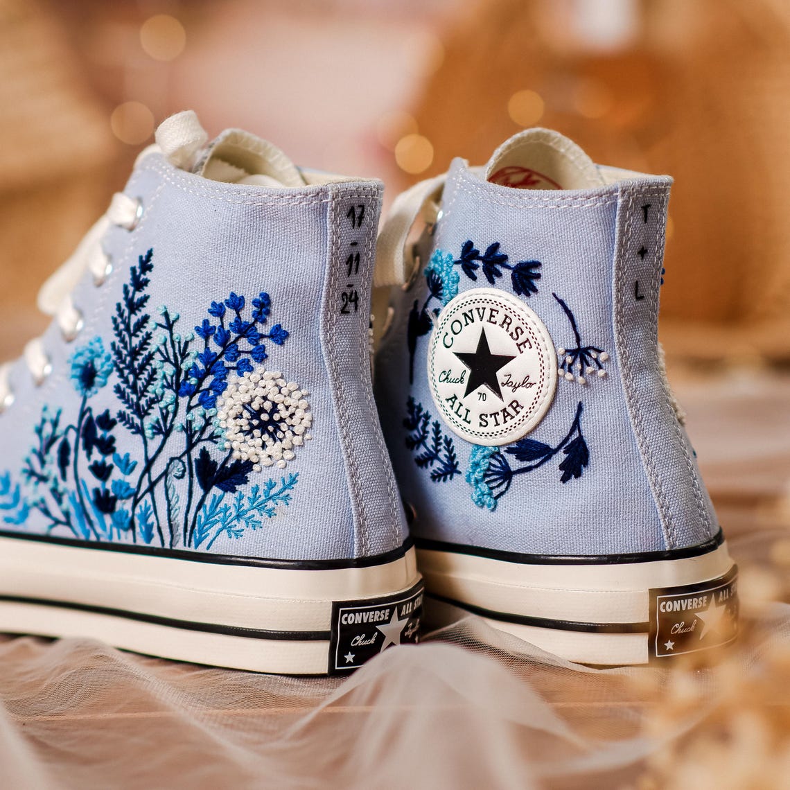 Embroidered Converse High Tops, Garden Wildflower Embroidered Shoes ...