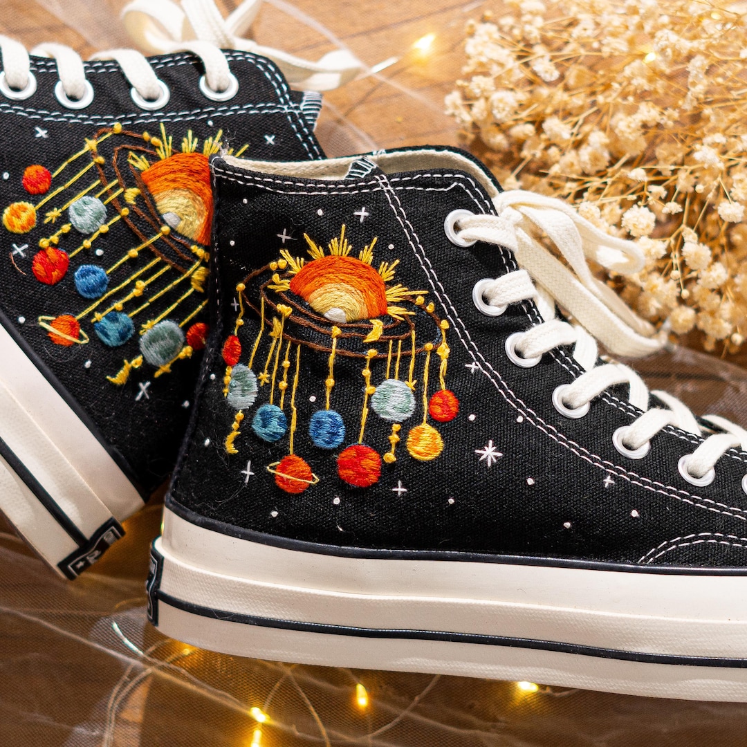 Custom Cosmic Embroidered Converse Chuck Taylor High Tops, Converse ...
