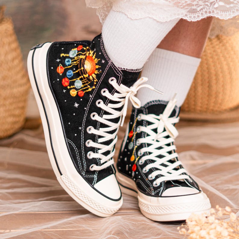 Custom Cosmic Embroidered Converse Chuck Taylor High Tops, Converse ...