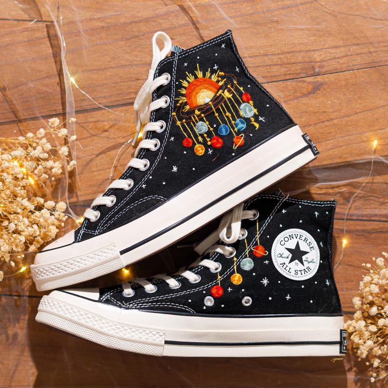 Custom Cosmic Embroidered Converse Chuck Taylor High Tops, Converse ...