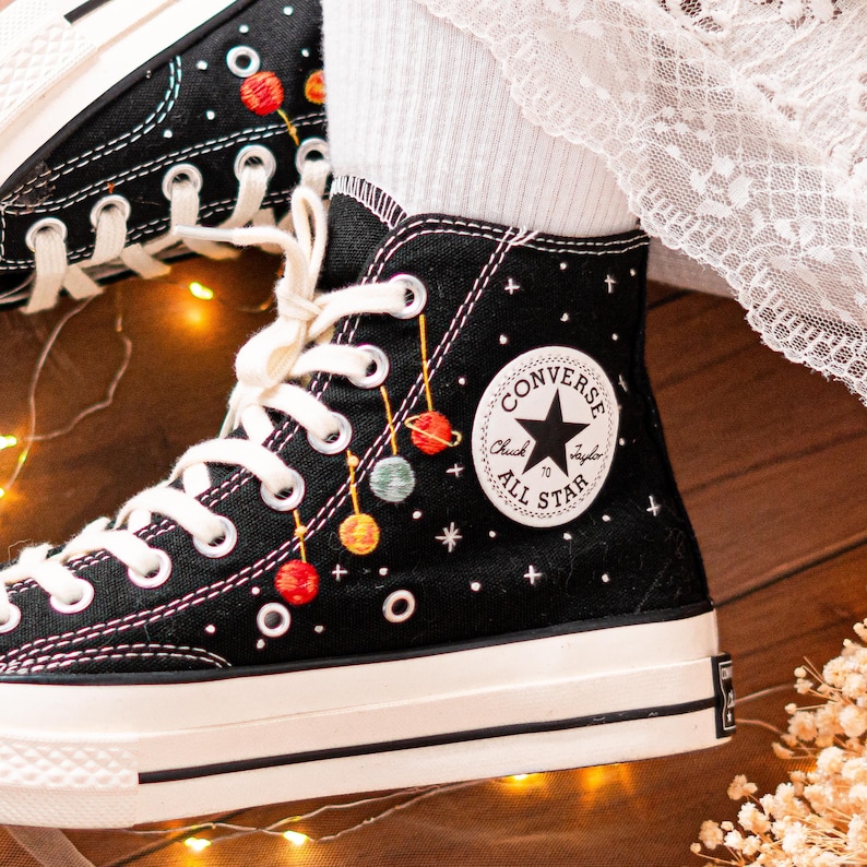 Custom Cosmic Embroidered Converse Chuck Taylor High Tops, Converse ...
