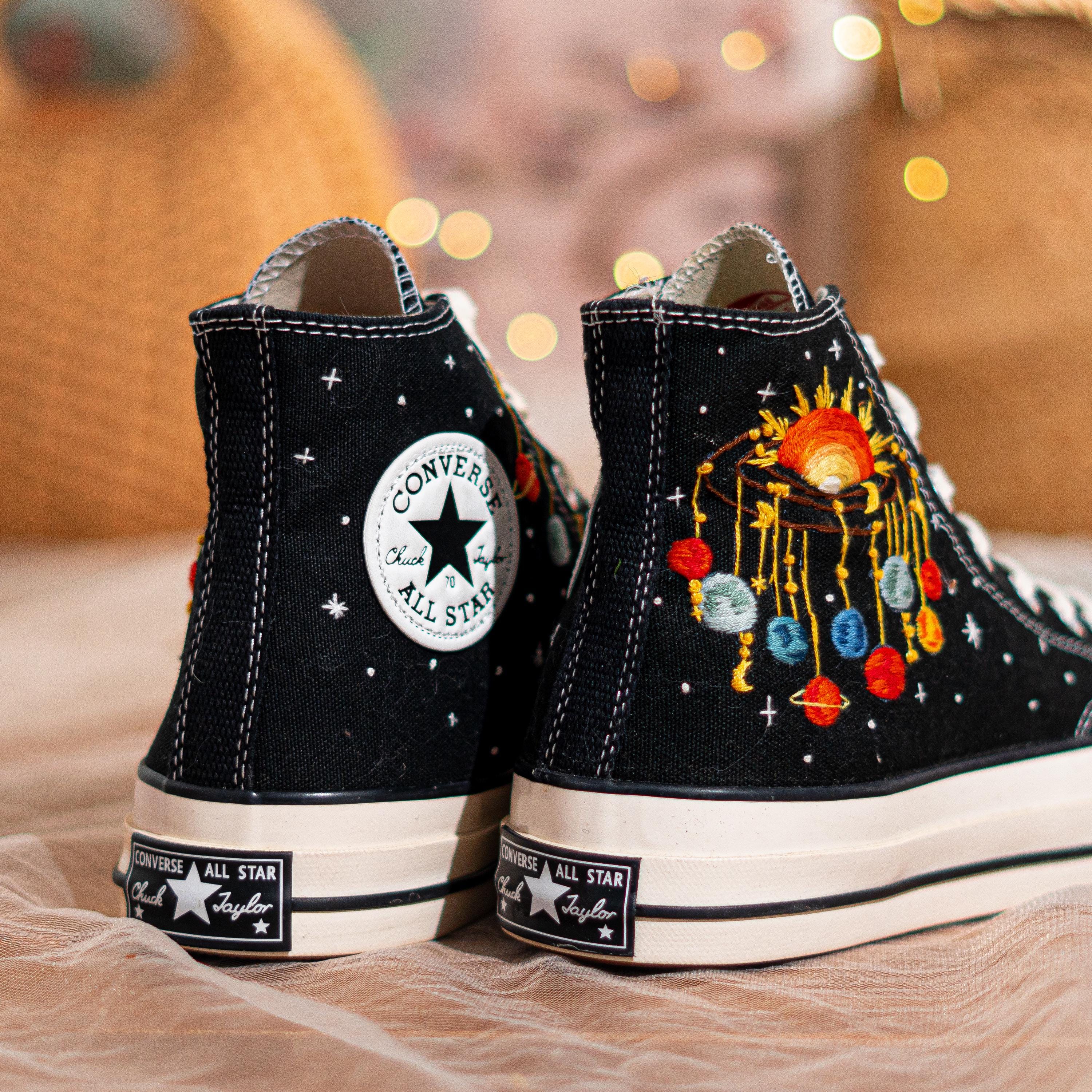 Custom Cosmic Embroidered Converse Chuck Taylor High Tops, Converse ...