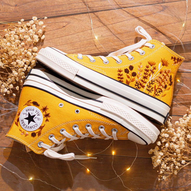 Custom Embroidered Converse Chuck Taylor High Top, Yellow Converse ...