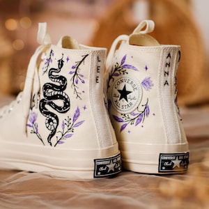 Embroidered Converse, Rep Snake Embroidered Shoes Custom, Snake ...